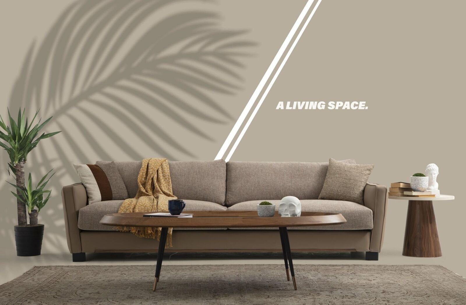 Jvmoebel 3 Sitzer Sofa 3 Sitzer Dreisitzer Modern Stoff Beige Sofas