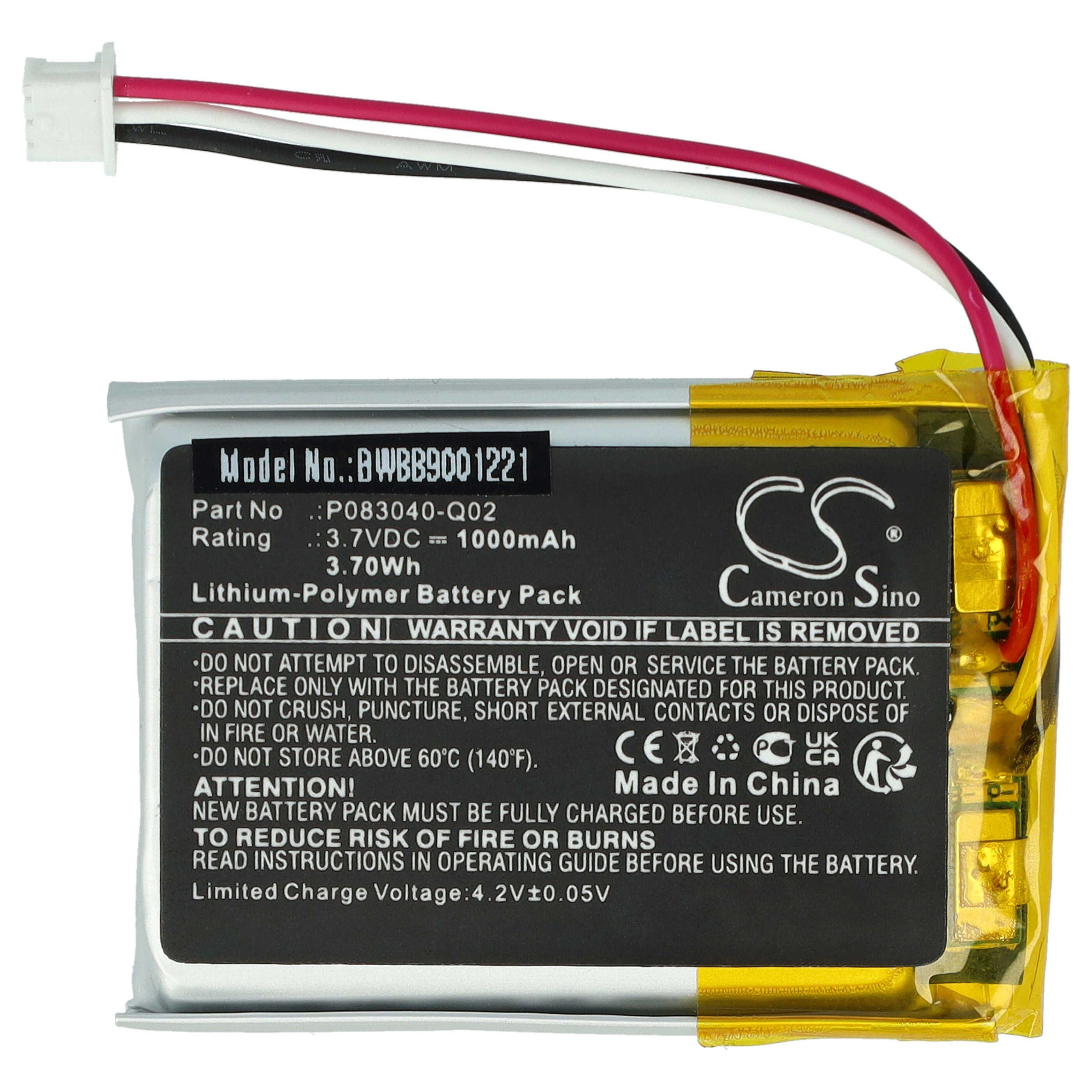 vhbw passend für AKG Y50BT Kopfhörer (1000 mAh, 3,7 V, Li-Polymer) Akku Li-Polymer 1000 mAh ...