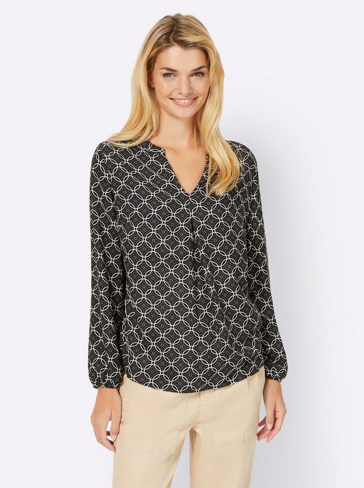 Heine Klassische Bluse Druckbluse Figurumspielende Form