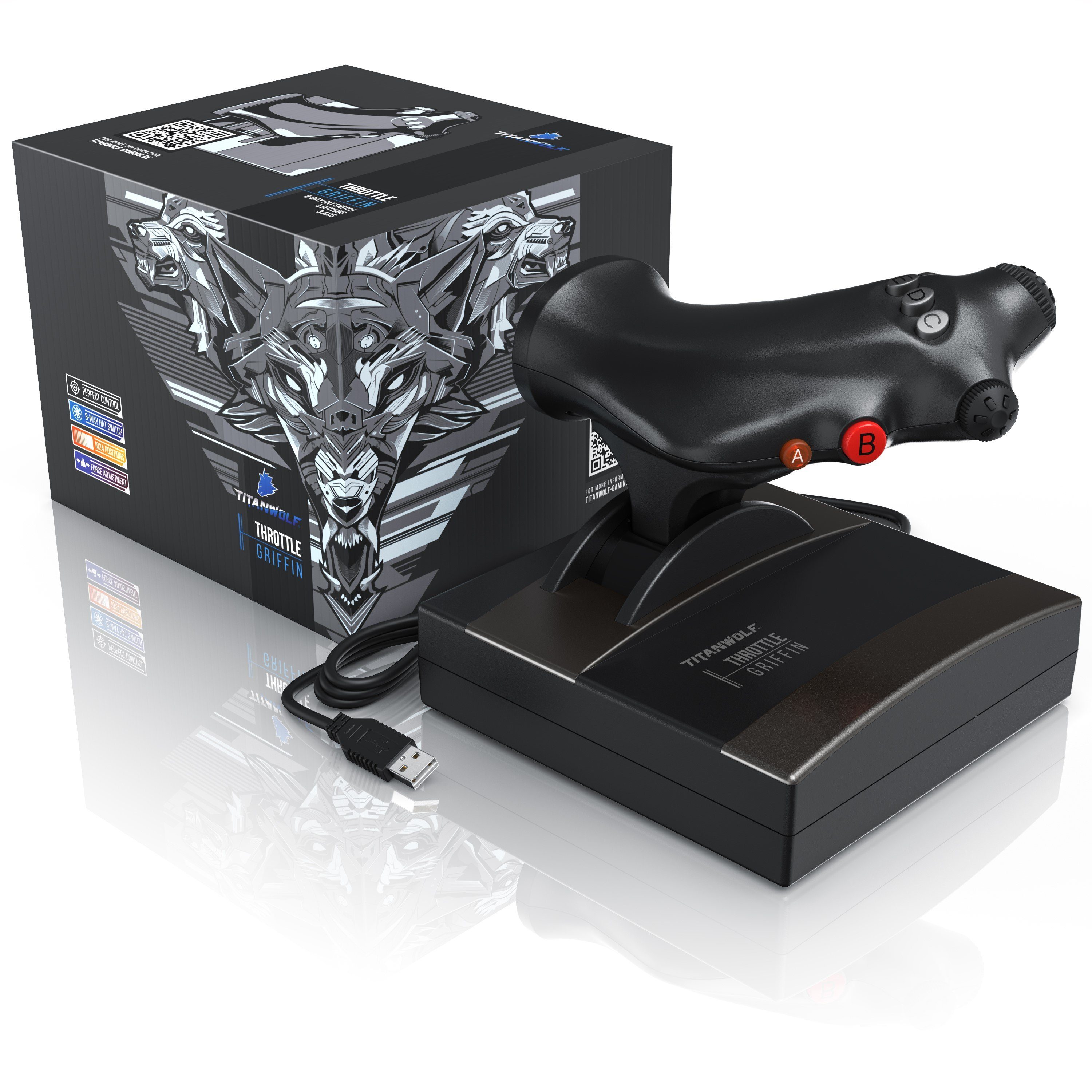Titanwolf Schubhebel (Schubregler - Throttle Joystick 8 Wege HAT Switch ...