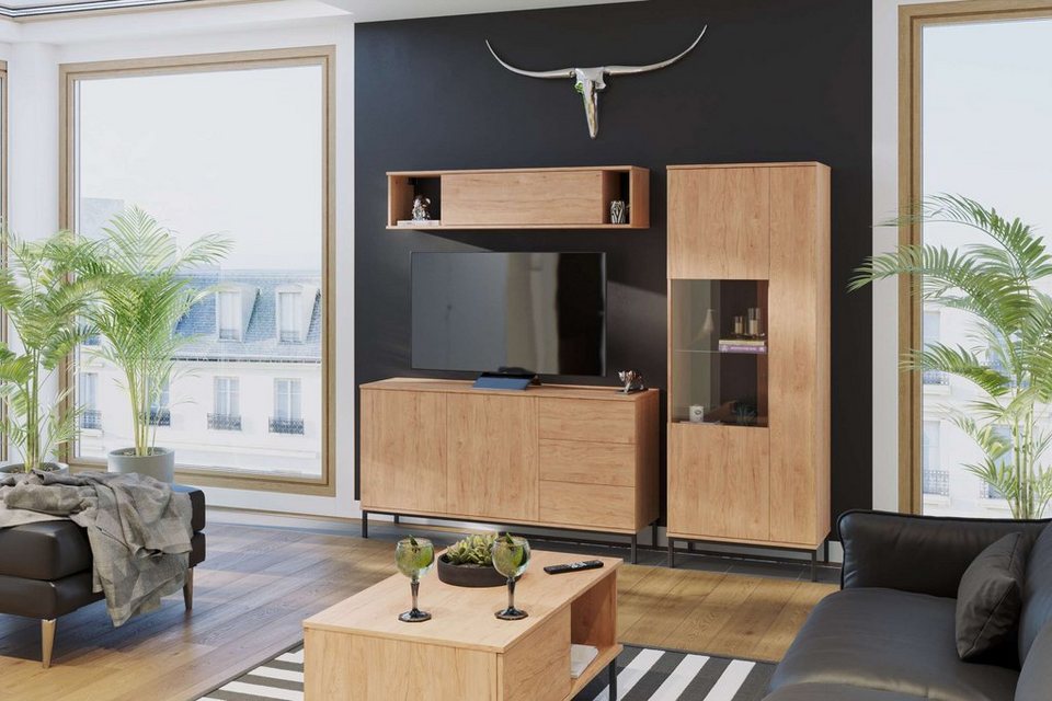 Stylefy Wohnwand Uliveto Set 4 St Wohnmöbel 4 Teilig Inkl Led