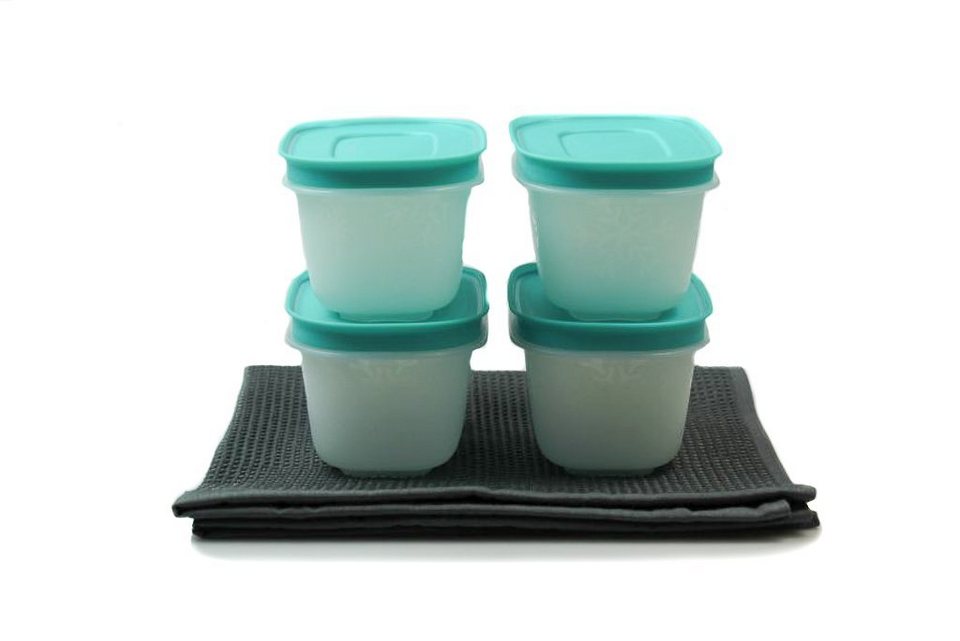 Tupperware Back Set Gefrier Behälter 170 Ml Weiß Minze 4 Glastuch