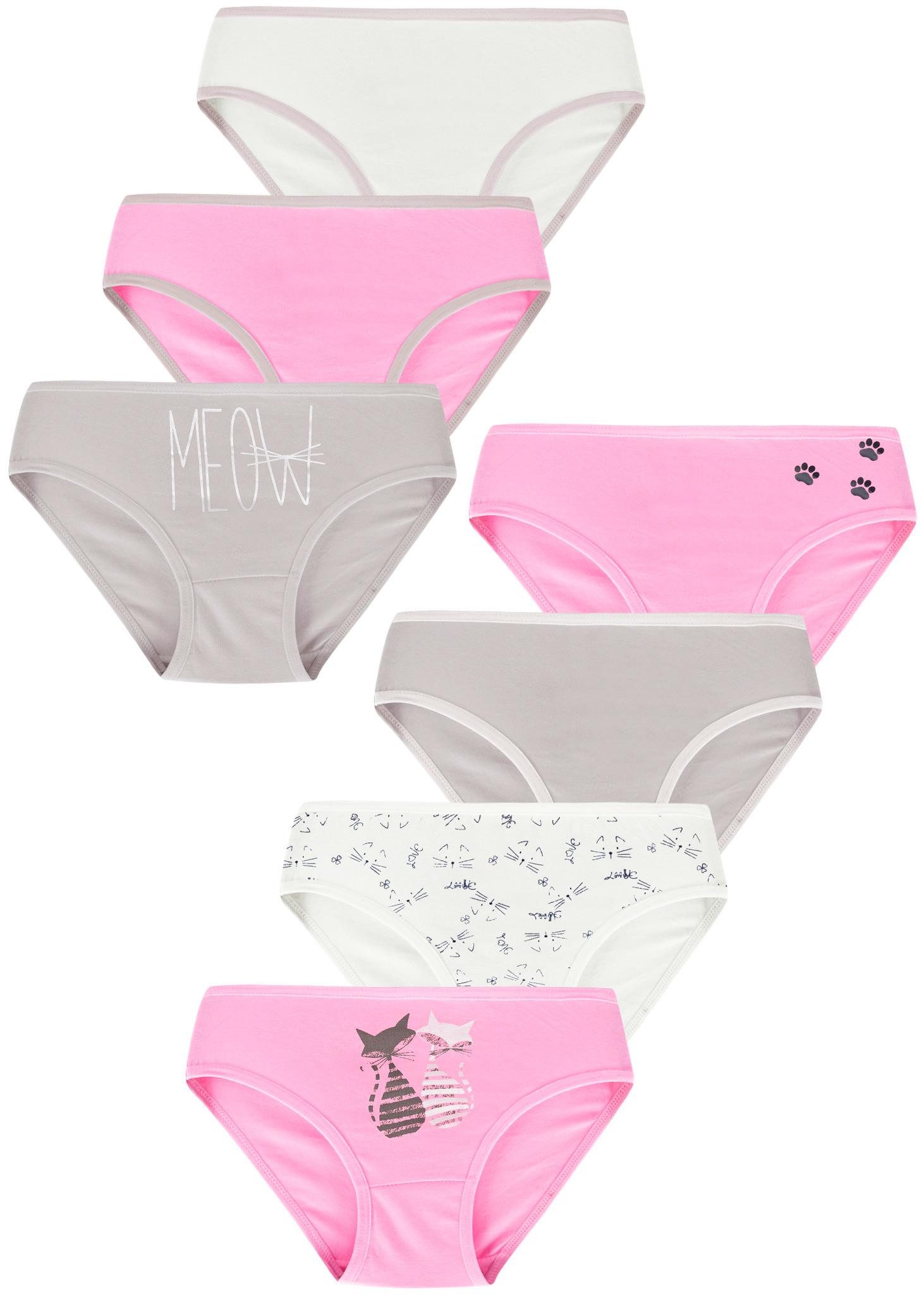 LOREZA Slip 7er Set Mädchen Slips - Katzen - Bunt (Spar-Packung, 7-St)