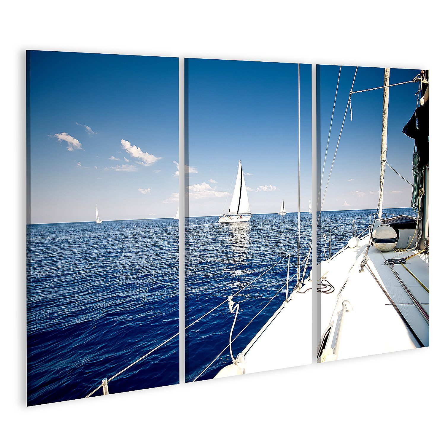 islandburner Leinwandbild Bild auf Leinwand Segelschiff Yacht Mit Weißen Segeln Auf Offenem Meer ...