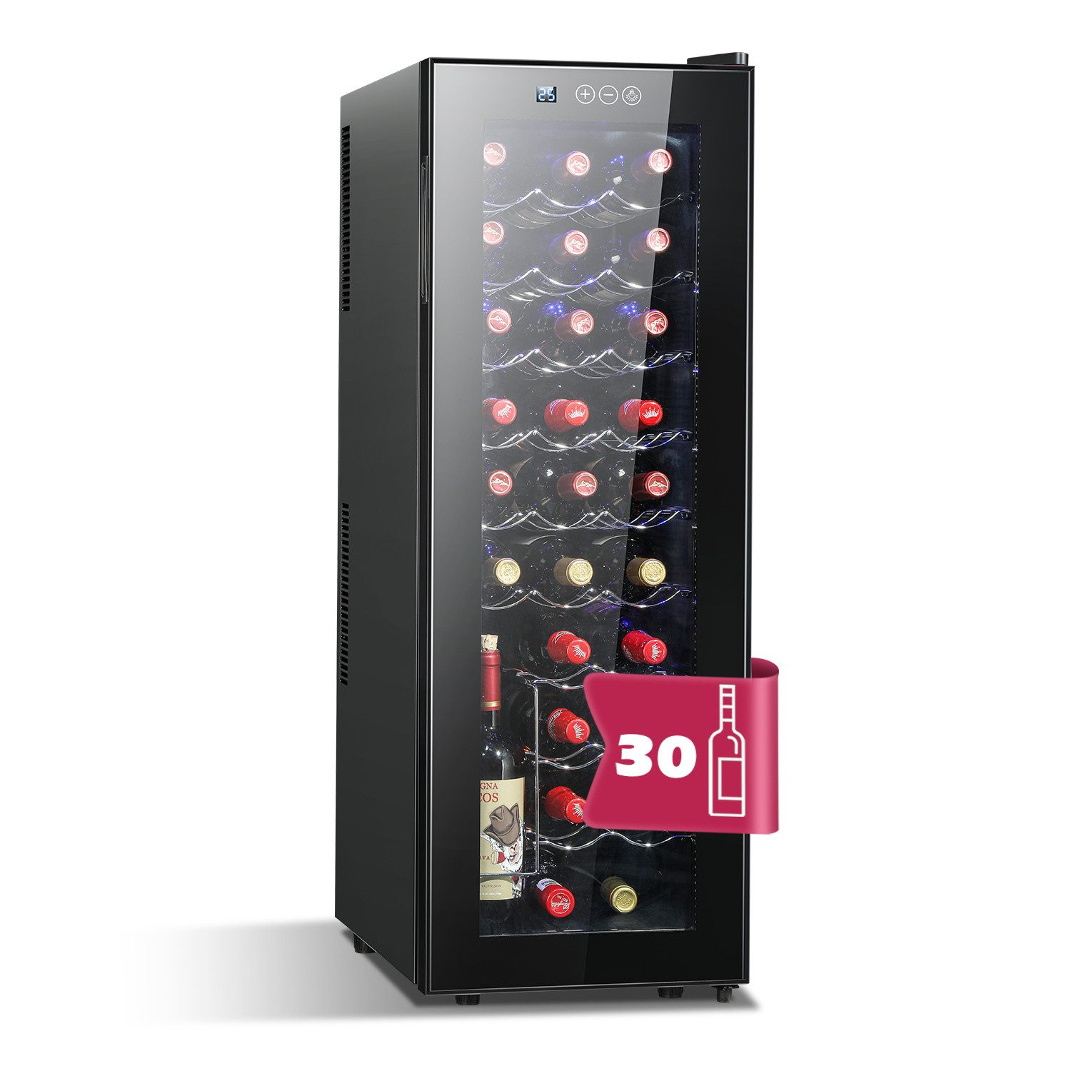 oyajia Kühlbox Weinkühlschrank JC-78SW für 30 Standardflaschen á 0,75l, Wein Flaschenkühlschrank ...