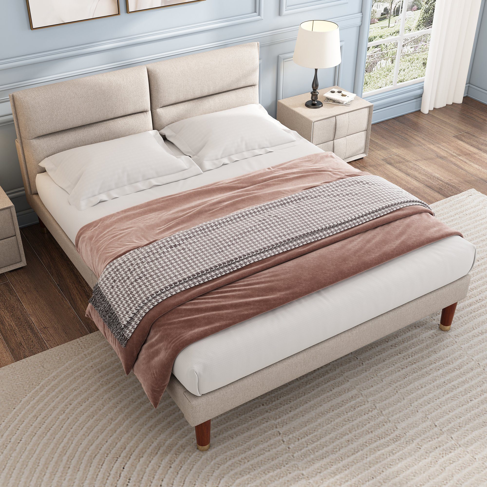 Ulife Polsterbett Doppelbett Mit Winkel Verstellbarem Kopfteil