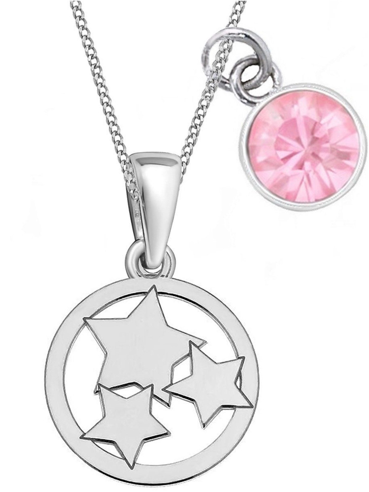Goldene Hufeisen Kette mit Anhänger Sterne Anhänger Kette 925 Silber mit Rosa Zirkonia Mädchen ...