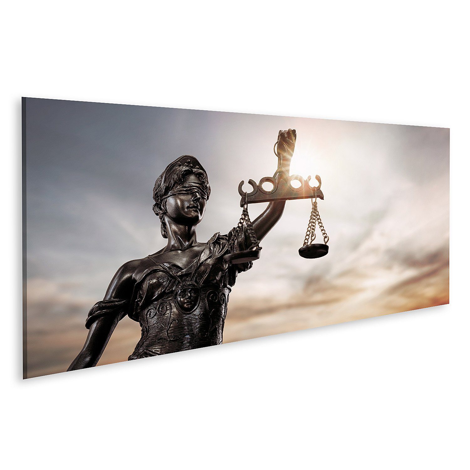 islandburner Leinwandbild »Bild auf Leinwand Justitia Recht Lady Justice Waage Bronze Figur ...