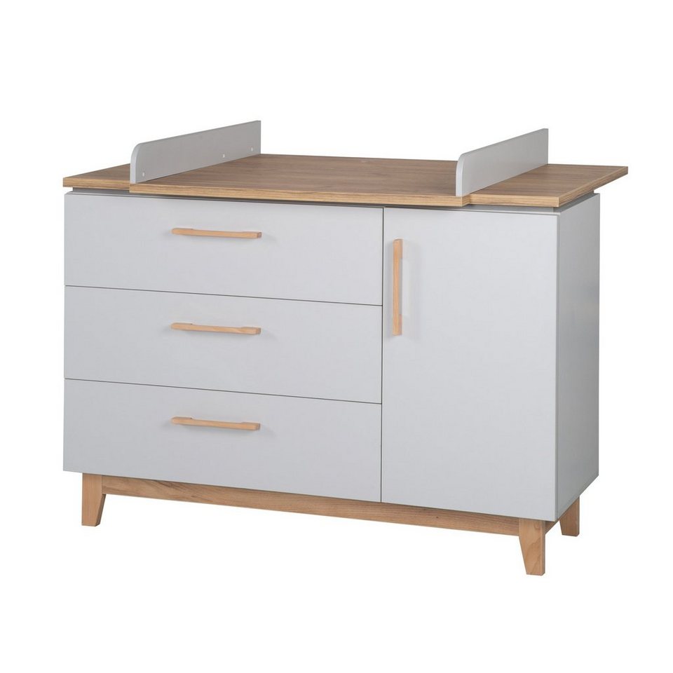 Roba® Wickelkommode Caro Grau Holz Wickeltisch Mit Aufsatz Tür