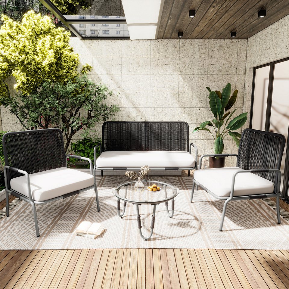 Ulife Gartenlounge Set Garten Sitzgruppe Aus Poly Rattan Für 4 Personen