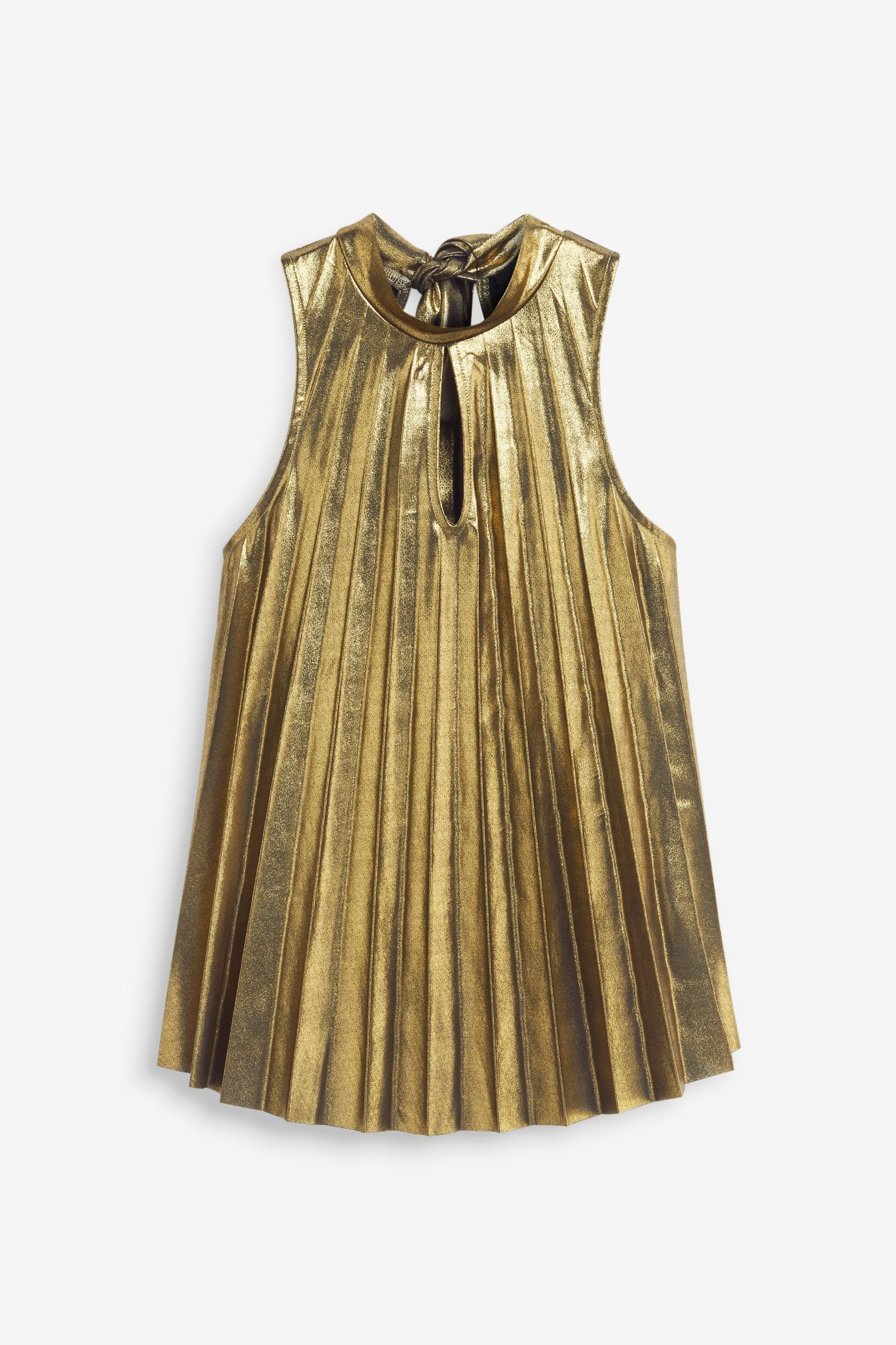 Next Blusentop Ärmelloses Plissiertes Neckholder Top 1 Tlg Gold Braun