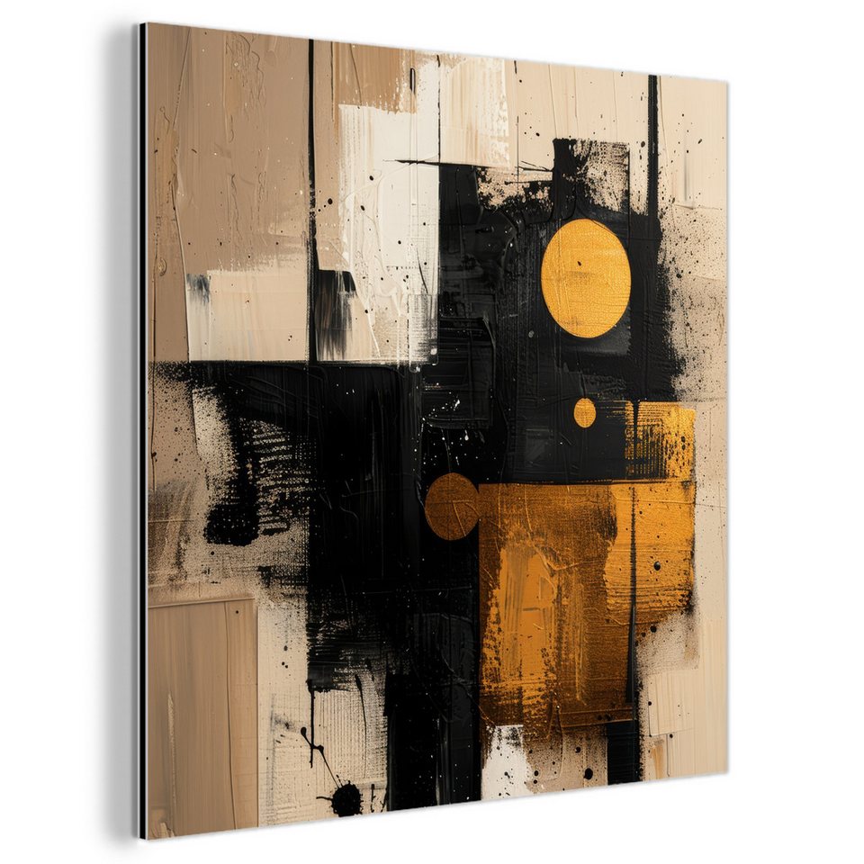 Muchowow Metallbild Abstrakt Schwarz Gold Modern Inkl