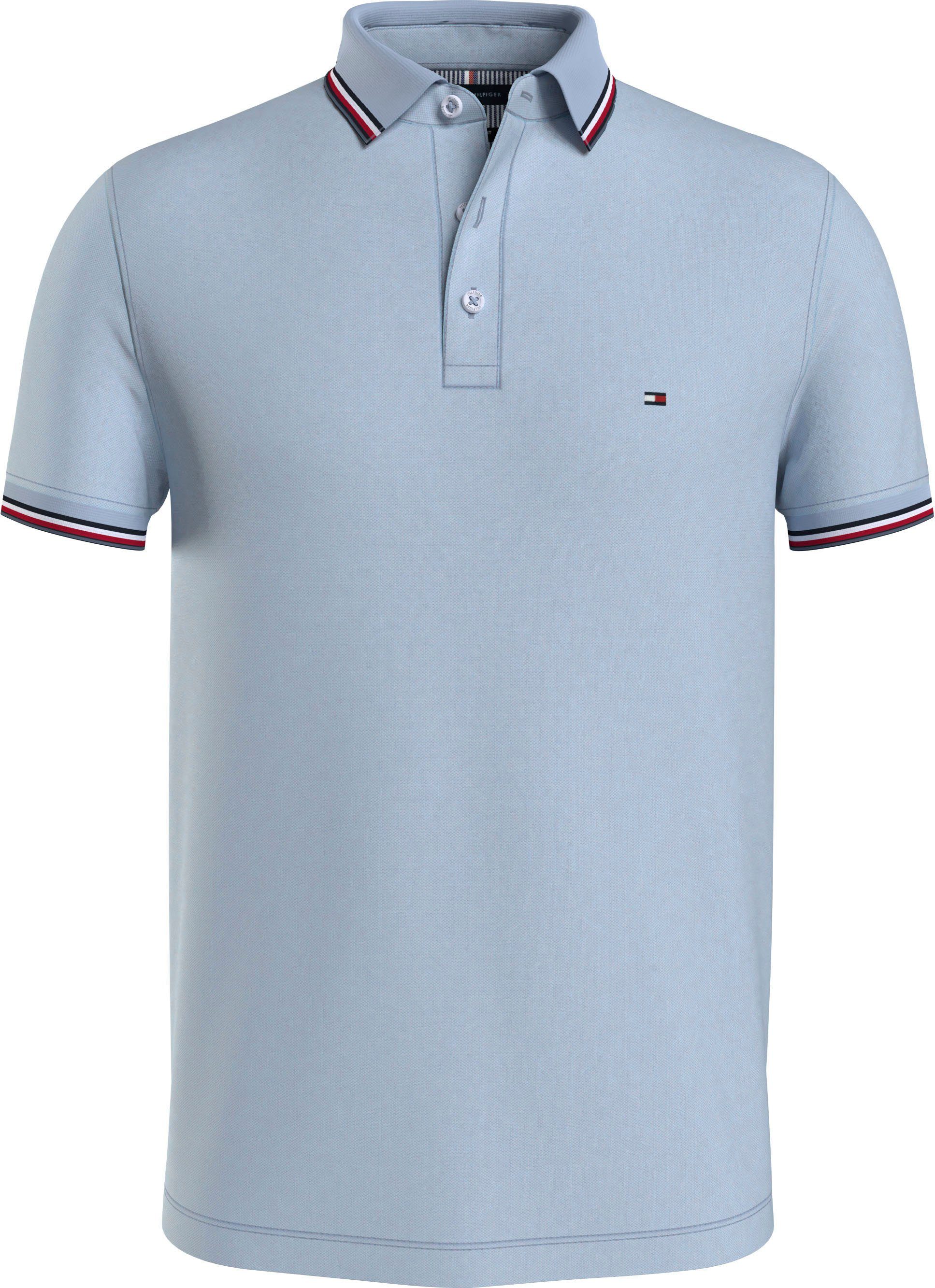 Tommy Hilfiger Poloshirt 1985 RWB TIPPED SLIM POLO mit TH-Farben an Ärmel und Kragen