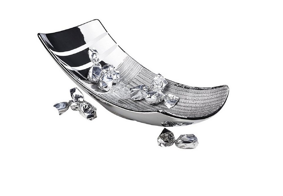 Neustanlo Dekoschale Moderne Dekoschale Silber Maße 36x12x8 Cm