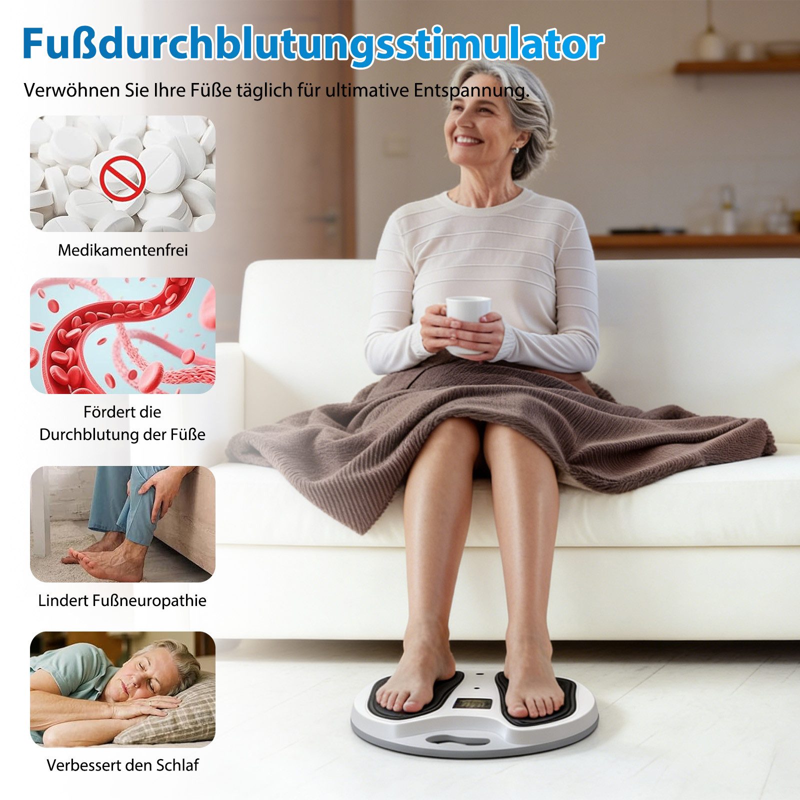 AKKEE EMS-Fußmassage-Gerät Medic Durchblutungsstimulator für Füße ...