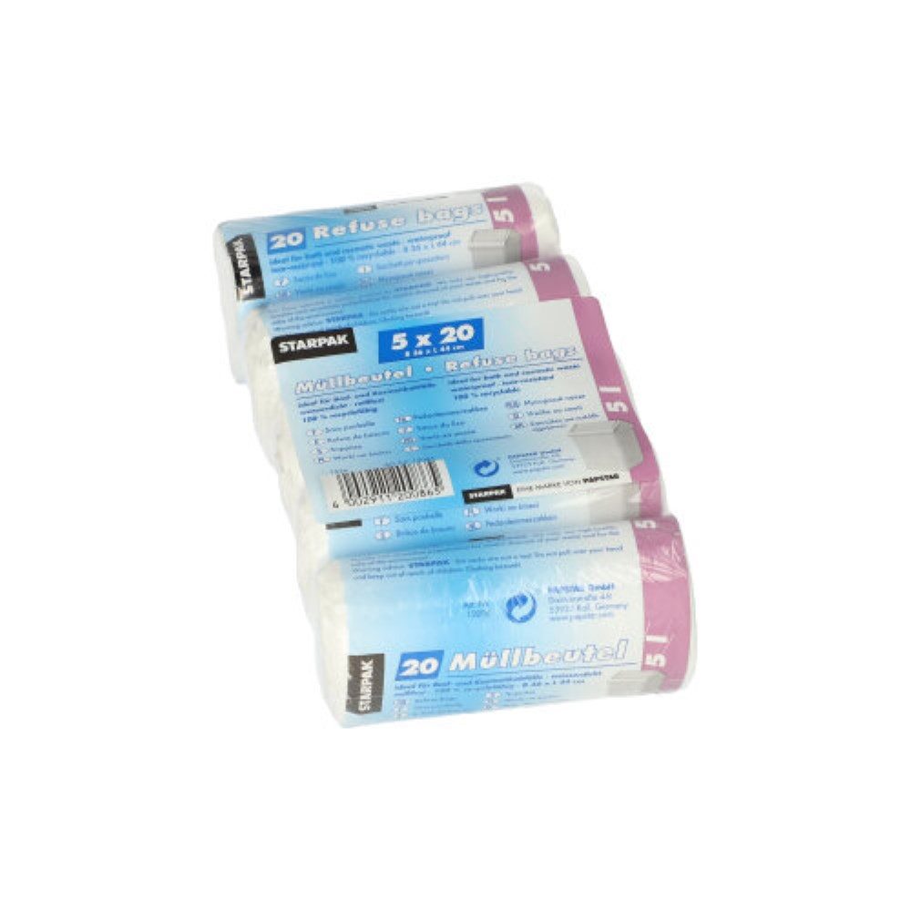 Starpak Müllbeutel 100 Müllbeutel, LDPE 5 l 44 cm x 36 cm weiss