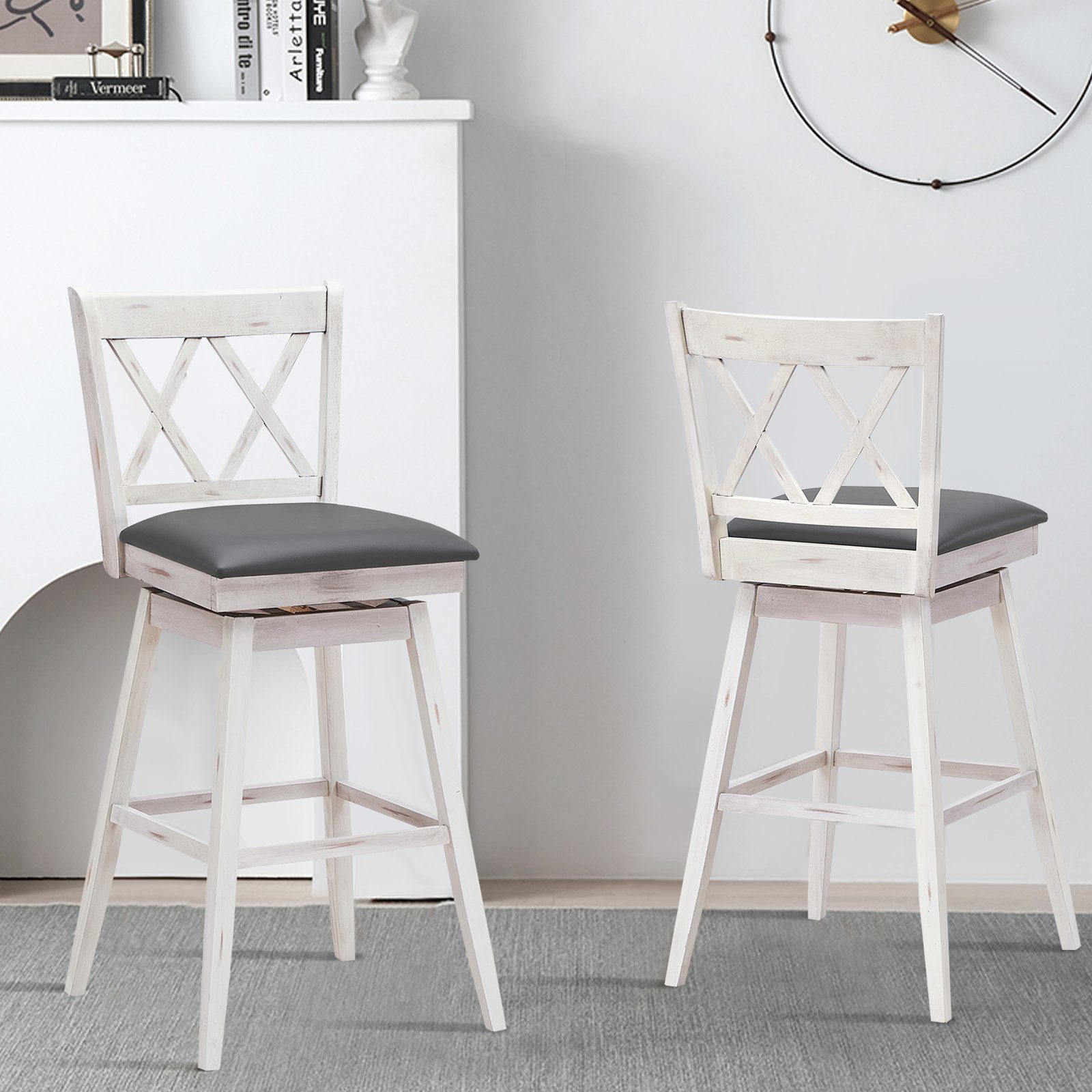 Costway Barhocker Barstuhl Drehhocker Mit Lehne 2er Set Mit