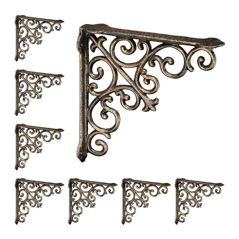 Relaxdays Wandregalhalter 8 X Regalwinkel Antik Bronze