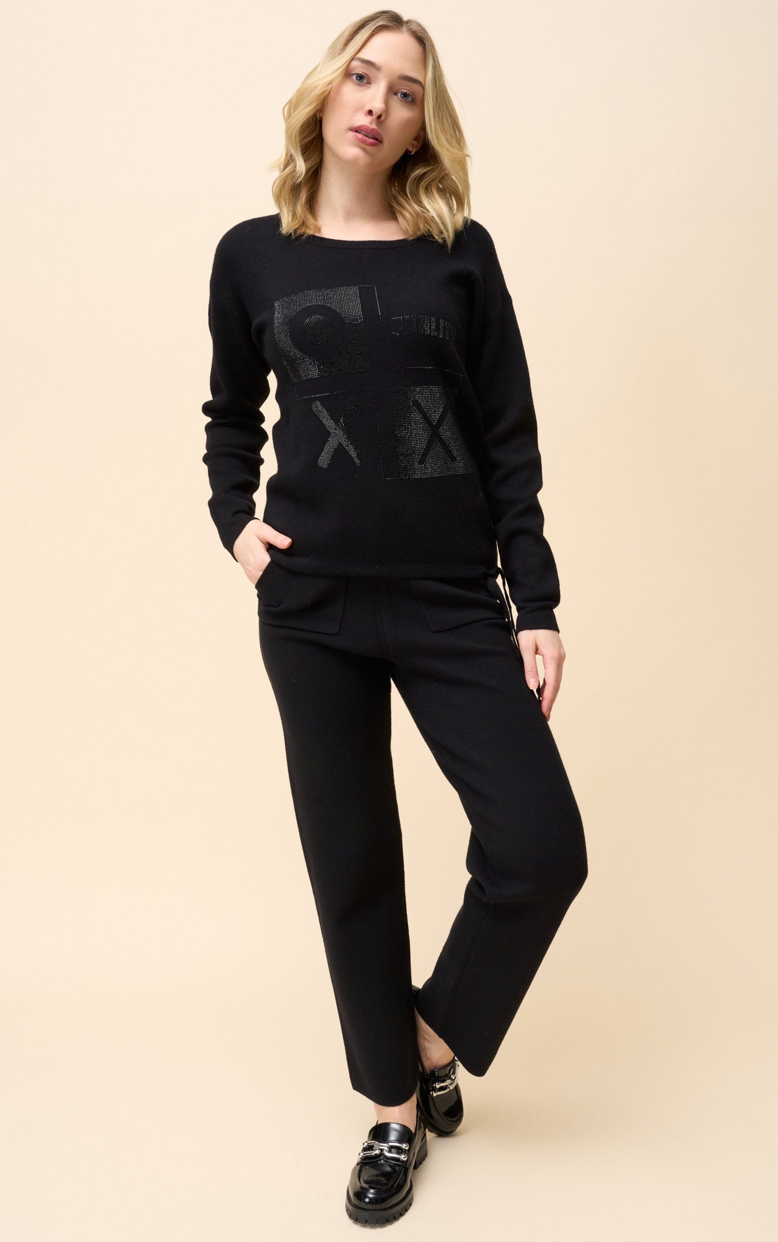 Passioni Strickpullover Passioni Sportlicher Strickpullover in Schwarz ...