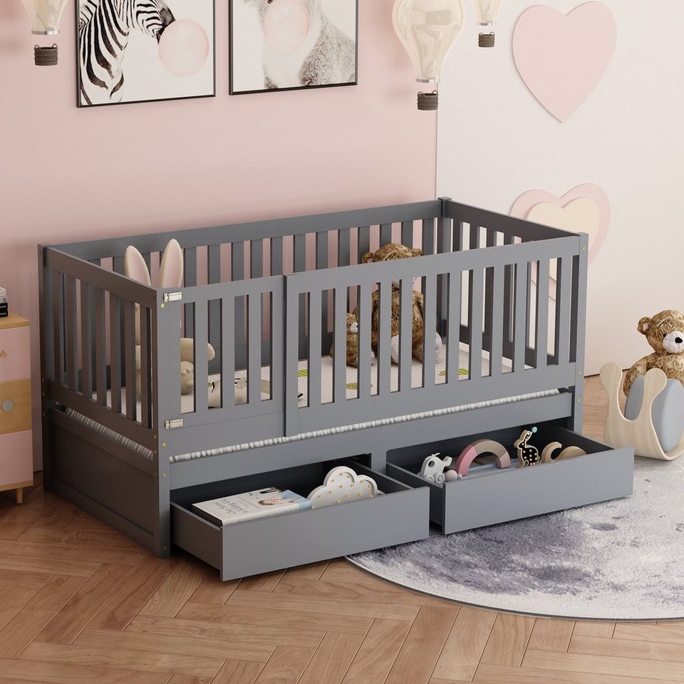 Softweary Kinderbett Mit Lattenrost Und 2 Schubladen 90x200 Cm
