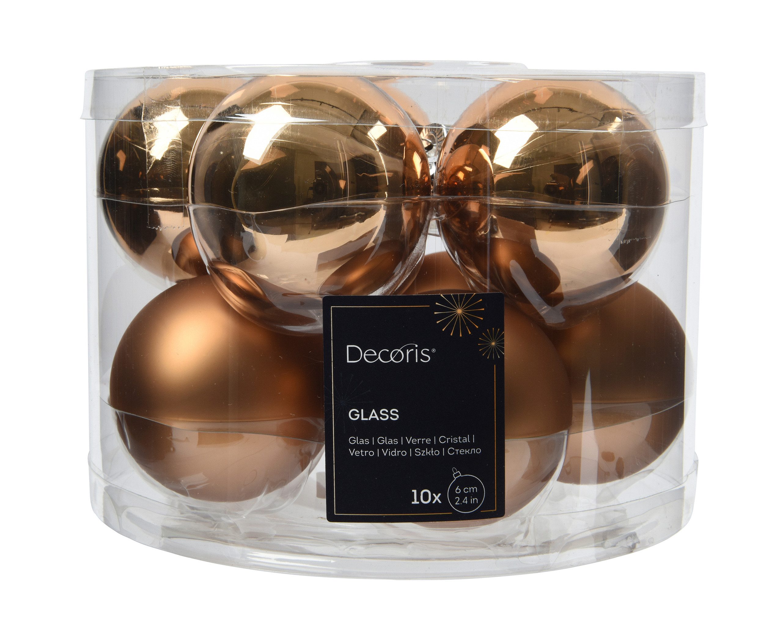 Kaemingk Weihnachtsbaumkugel, Weihnachtskugeln Glas 6cm x 10 Stück - Pekanuss Braun