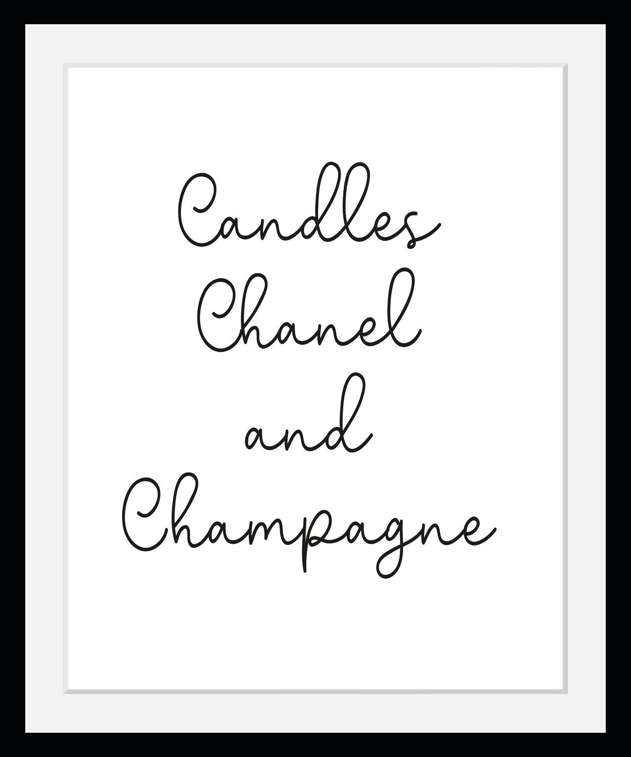 queence Bild mit Rahmen Candles Chanel and Champagne - Gerahmter Digitaldruck - Wandbild, Spruch ...