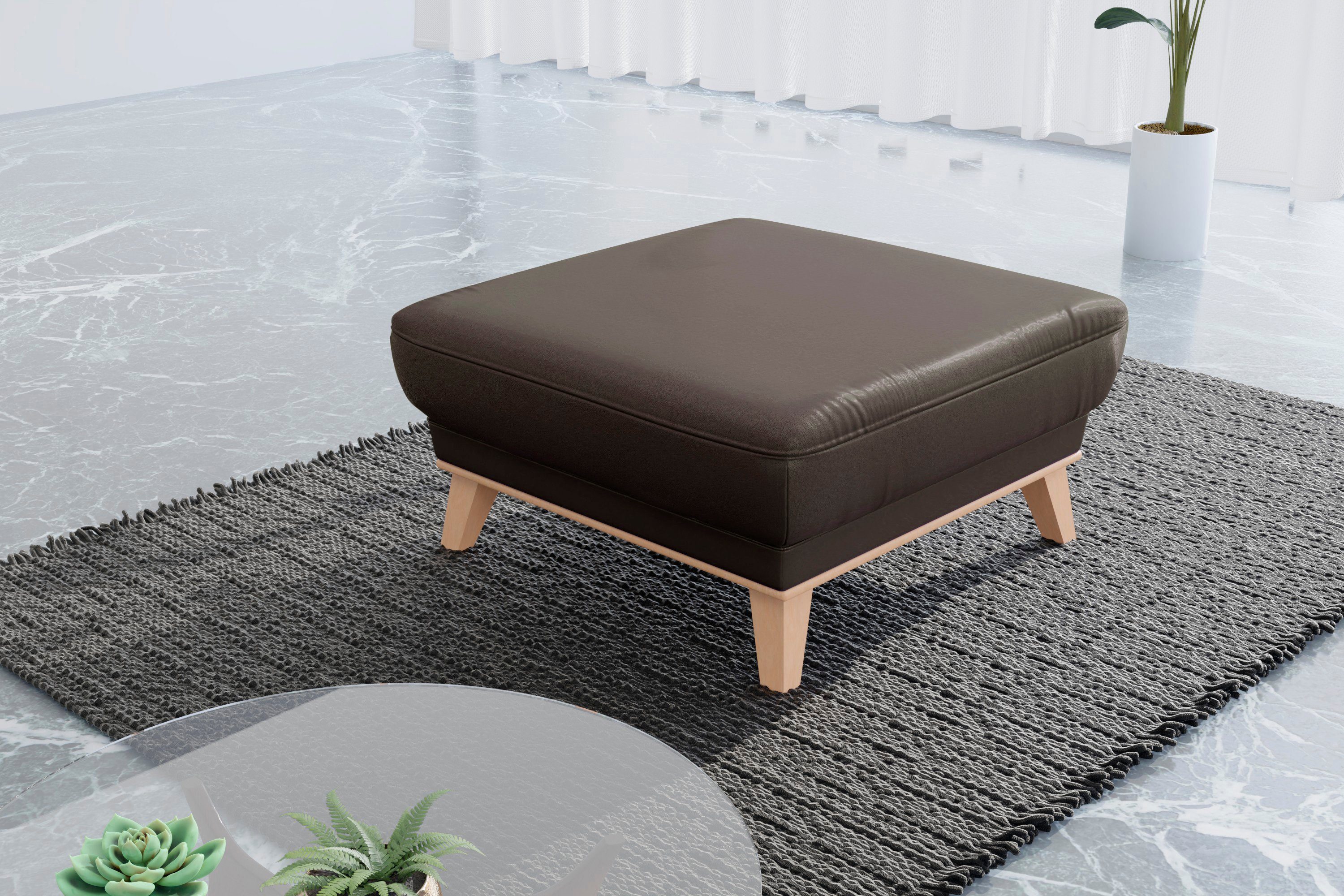 sit&more Polsterhocker Lavida, Mit elegantem Holzrahmen