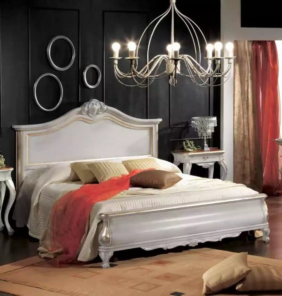 Jvmoebel Bett Luxuriöses Gepolstertes Weißes Bett Holzdesign Luxus 1