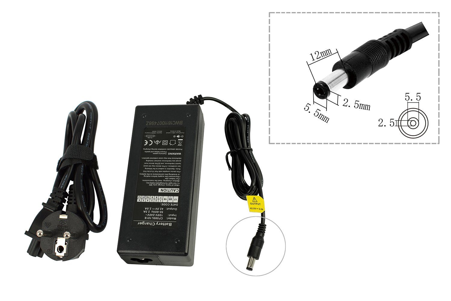 PowerSmart CF080L1018E.011 Batterie-Ladegerät (36V 2A für MoovWay S10 BLACK, MoovWay S10 BLACK ...