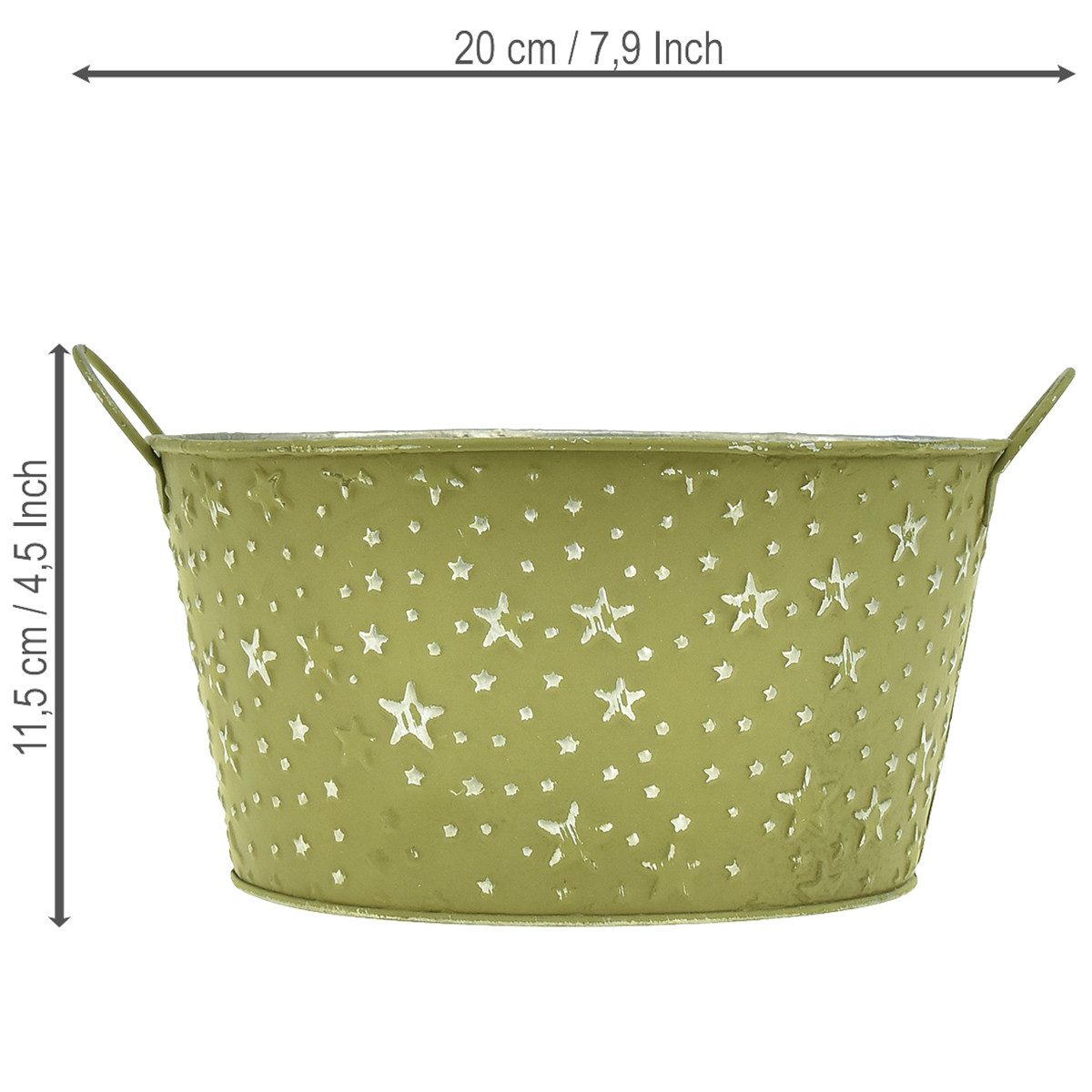 Viana Übertopf Grüne Metallschale Sterne mit Griffen Deko Ø20cm H11,5cm ...