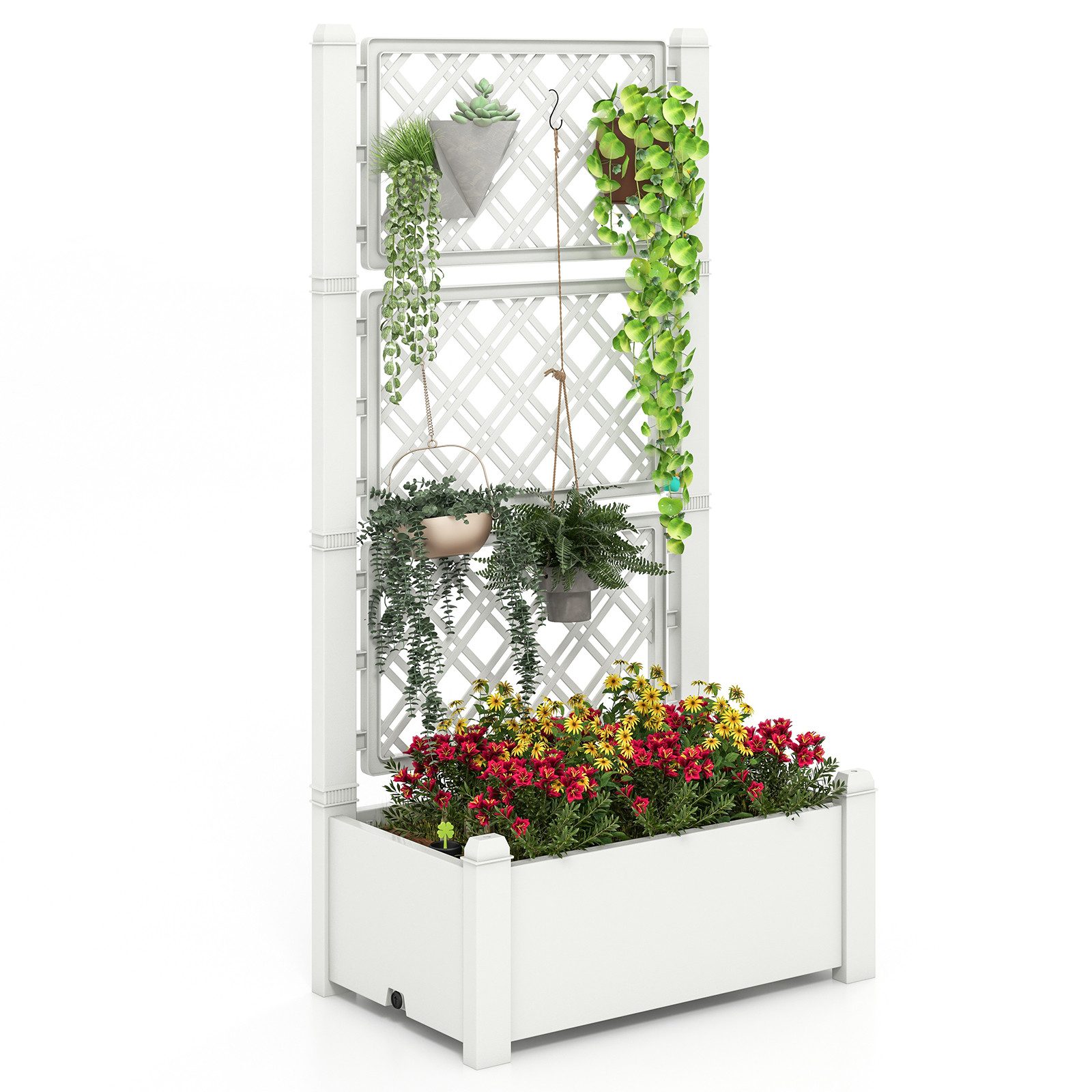 Costway Hochbeet Mit Rankgitter 3 Stufig Höhenverstellbar 76 X 45 X