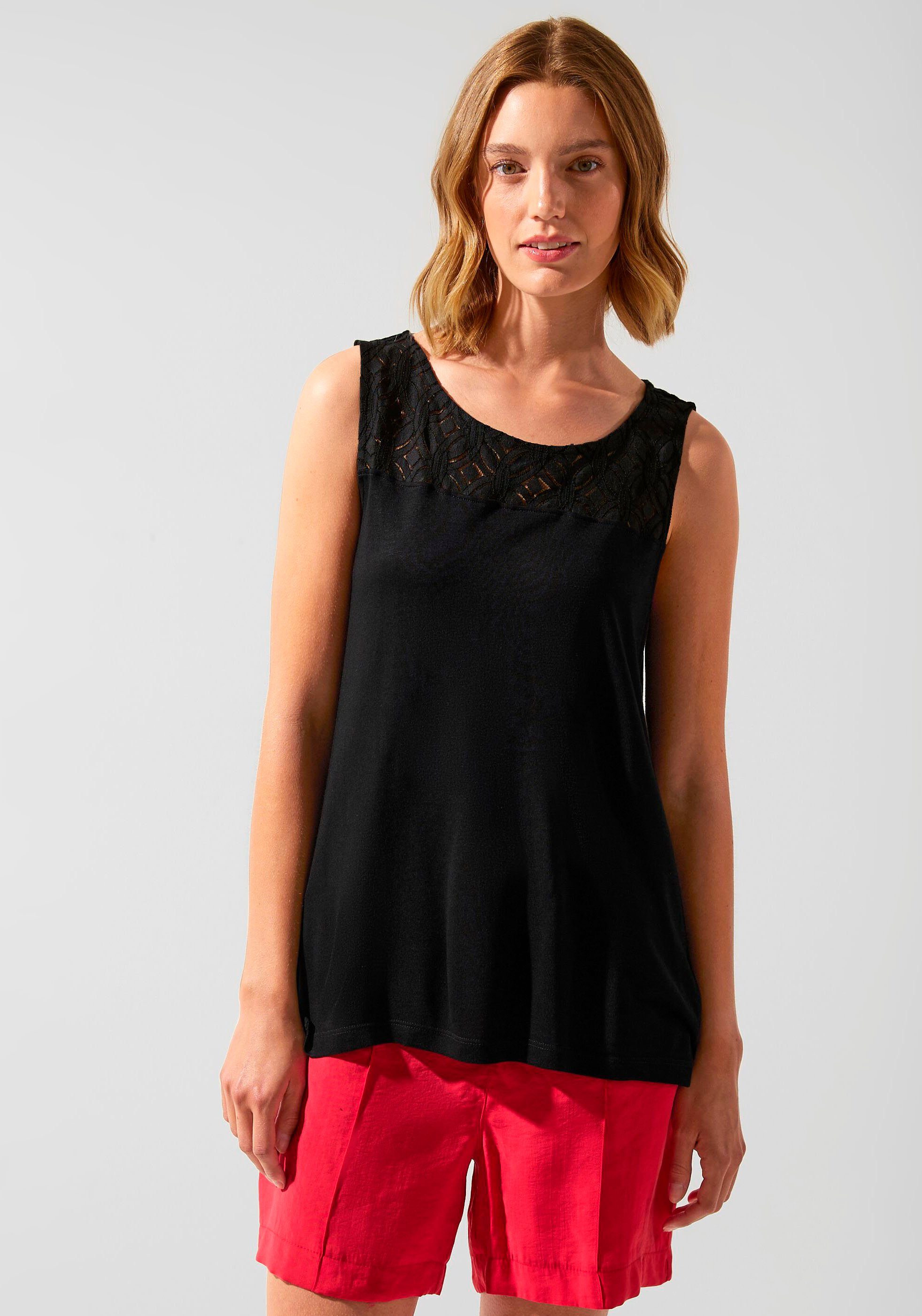 Street One Shirttop Mit Spitze Figurumspielende Passform