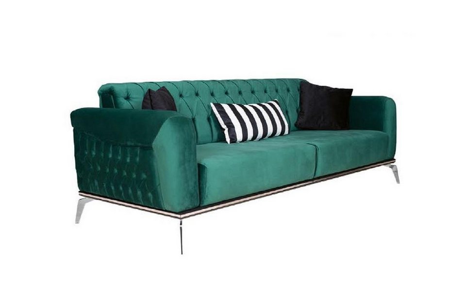 Xlmoebel Sofa Neues Grünes Stoffsofa Chesterfield Design Für Drei