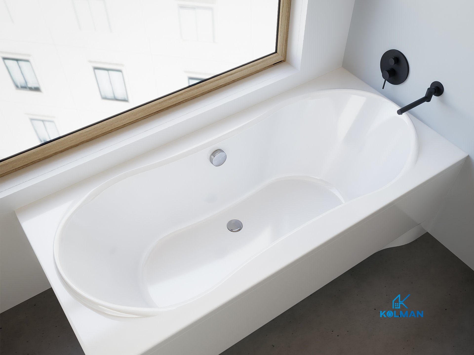 KOLMAN Badewanne Rechteck Long 180x80, Acrylschürze Styroporträger, Ablauf VIEGA & Füße GRATIS