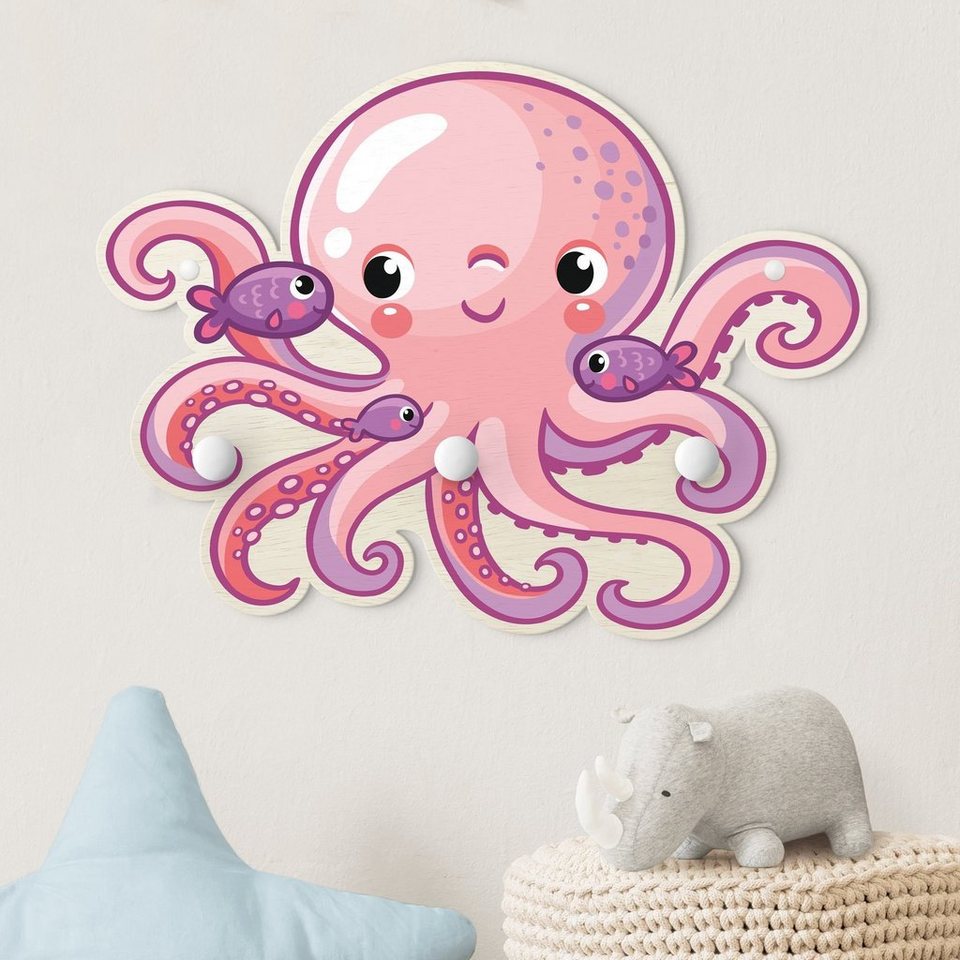 Bilderdepot24 Garderobenpaneel Rosa Illustration Tiere Unterwasserwelt