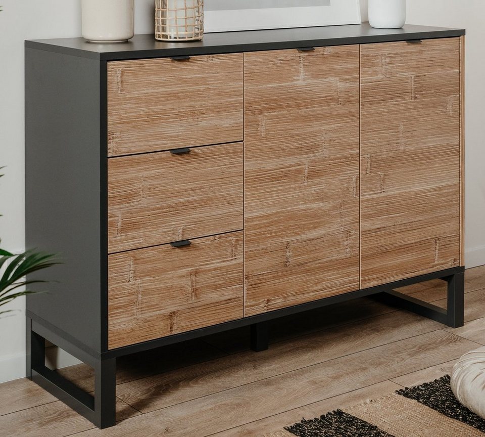 Finori Sideboard Sumatra Kommode Mit 3 Schubladen 120 X 88 Cm