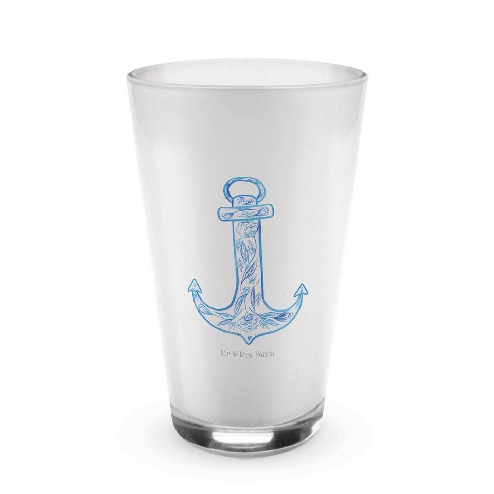 Mr. & Mrs. Panda Glas Anker Blau - Transparent - Geschenk, Cappuccino ... Mr. & Mrs. Panda Glas Anker Blau - Transparent - Geschenk, Cappuccino ...