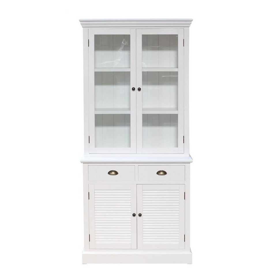 Grafelstein Kommode Vitrinenschrank Hamptons Weiß Mit Lamellen Buffet