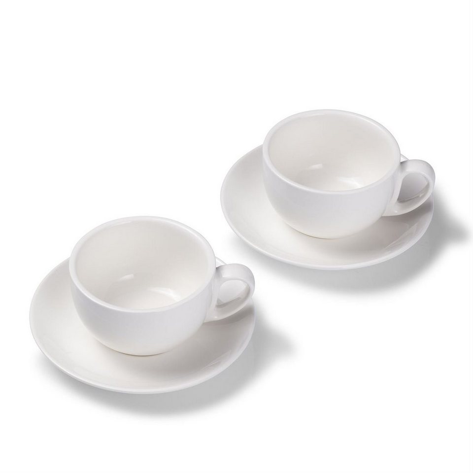 Terra Home Tasse 2er Milchkaffeetassen Set Weiß Glossy 350 Ml Mit