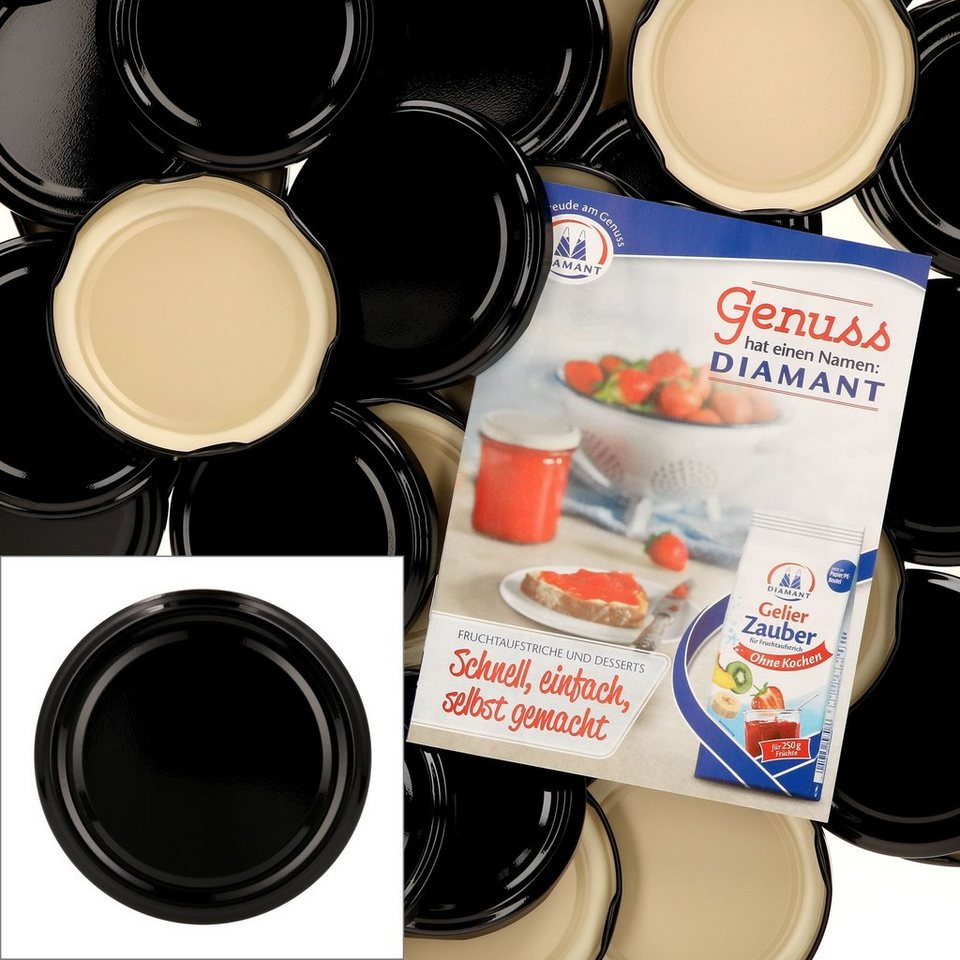 Mambocat Einmachglas 50er Set Deckel To 82 Schwarz Passend Für 230ml
