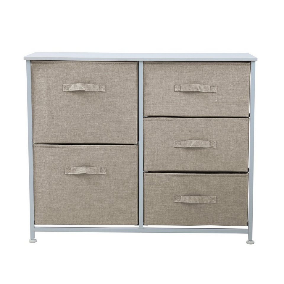 Svita Sideboard Jalte Metall Regal Sideboard Stoffschubladen Weißbeige