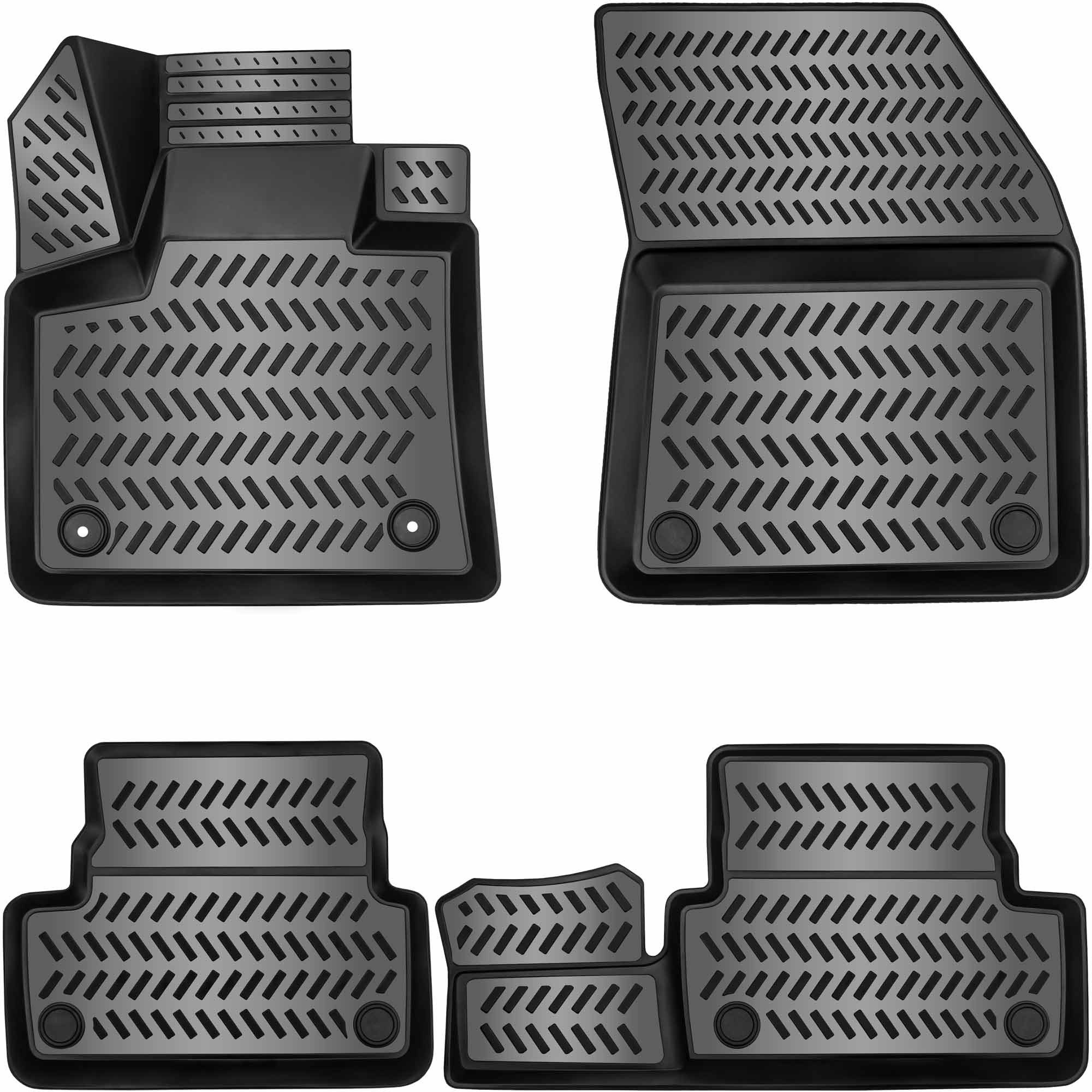 ELMASLINE Auto-Fußmatten Gummi (4 St), für CITROEN C5 AIRCROSS (2017-2025) - 3D Gummimatten mit ...