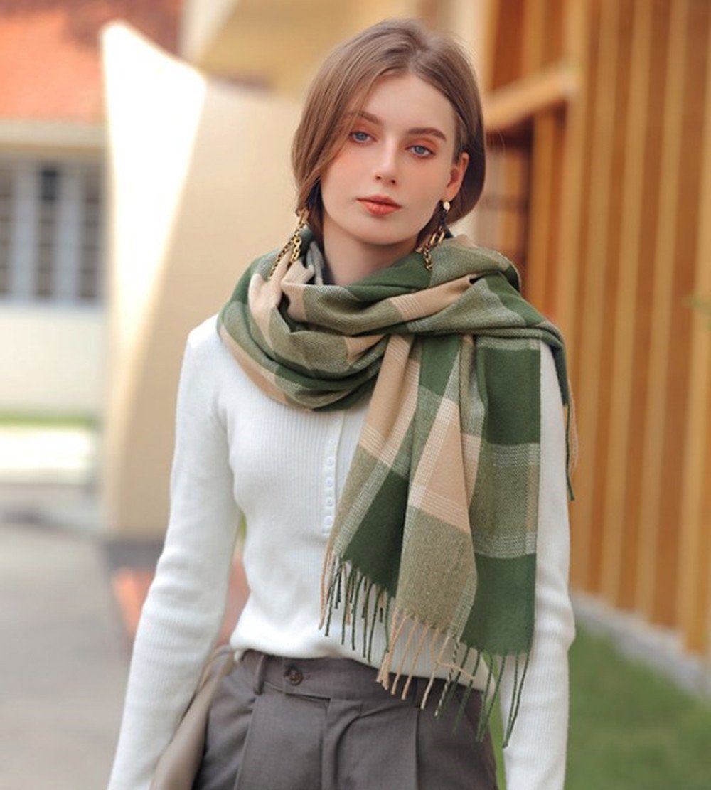 XDeer Wollschal Damen Schal,Winter Schal Poncho mit Fransen ...