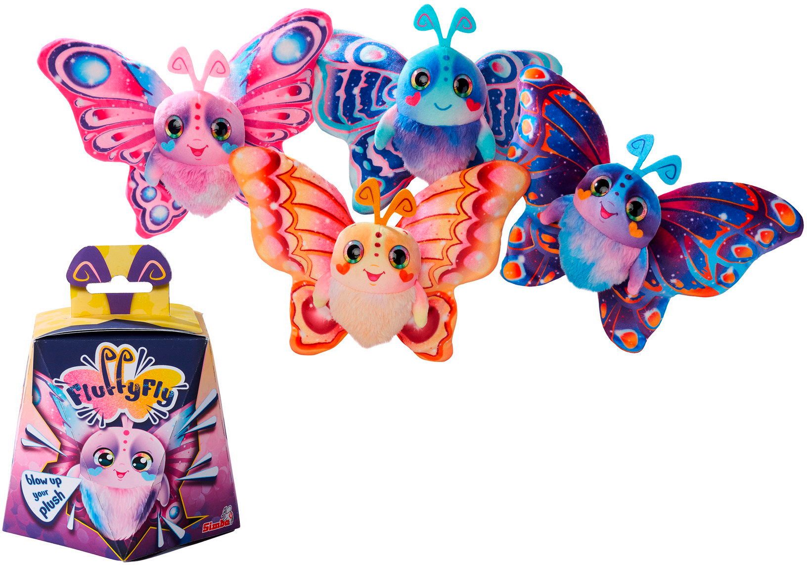 SIMBA Plüschfigur aufblasbarer Plüsch mit bunten Glitzerglasaugen ...
