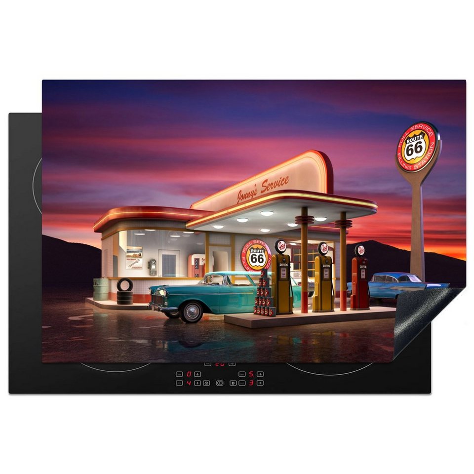 Muchowow Herdblende Abdeckplatte Tankstelle Auto Oldtimer Vinyl