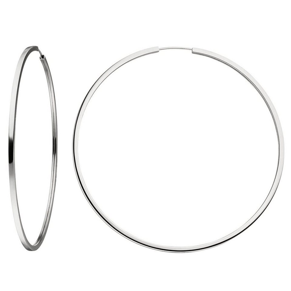 Schmuck Krone Paar Creolen Paar Creolen 73,8mm rund, 925 Silber ... Schmuck Krone Paar Creolen Paar Creolen 73,8mm rund, 925 Silber ...