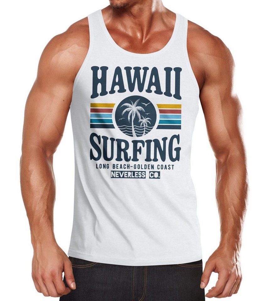 Neverless Tanktop Herren Tank Top Hawaii Surfing Sommer Strand Palme