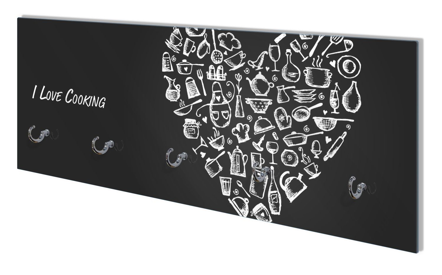 Wallario Wandgarderobe I Love Cooking Herz Aus Küchenutensilien In