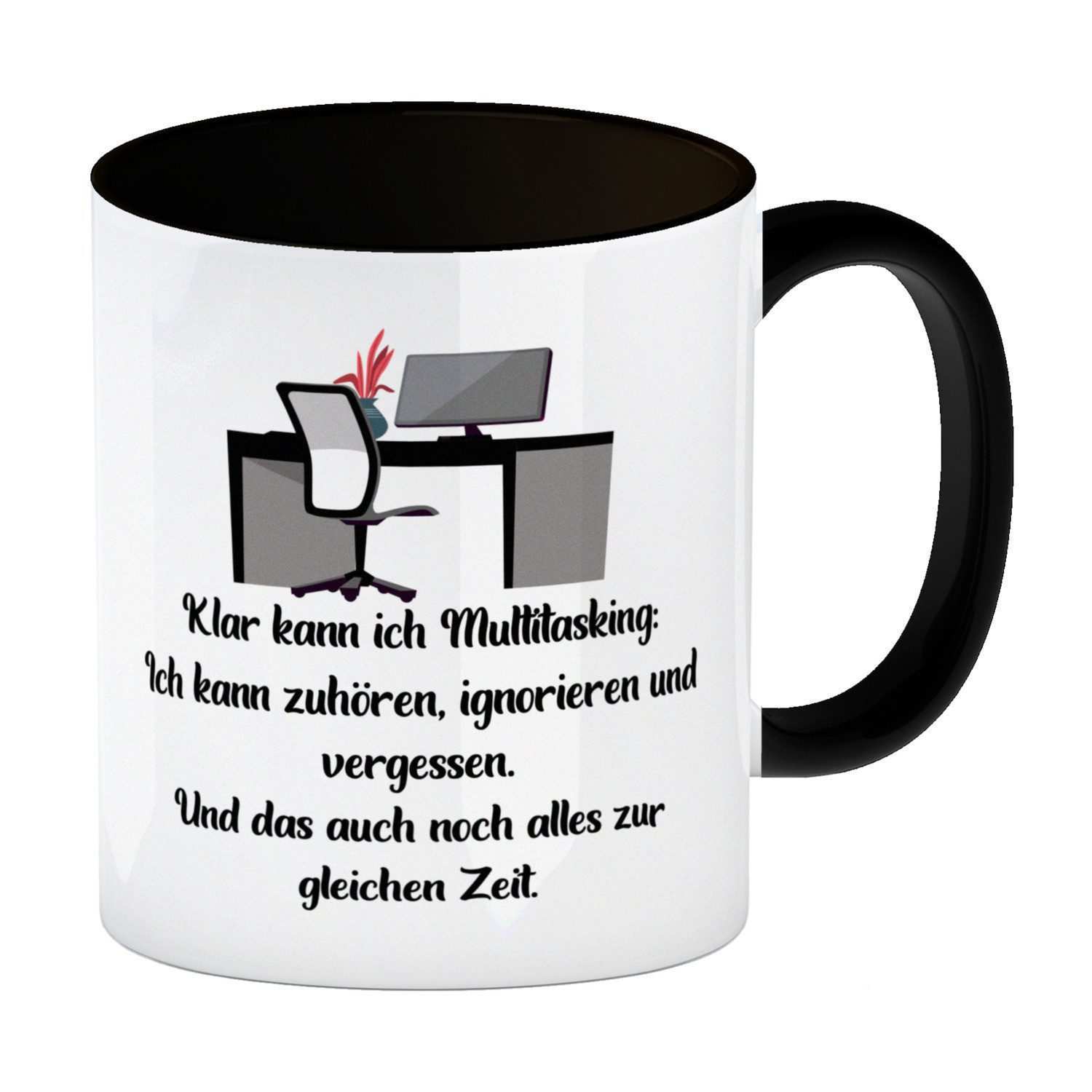 Speecheese Tasse Multitasking Ironie Kaffeebecher In Schwarz Mit Spruch
