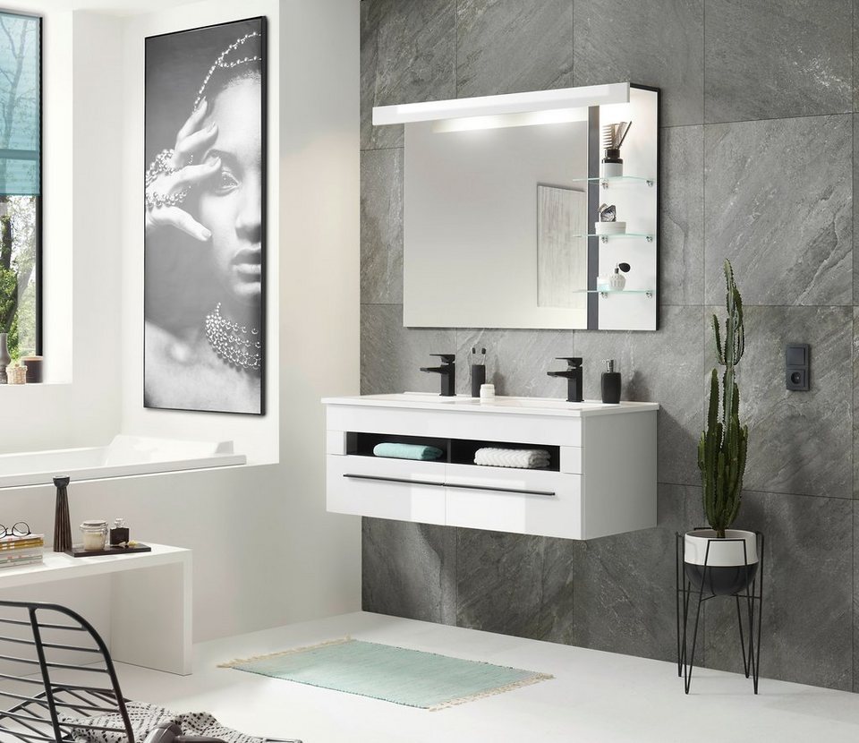 Stylefy Badezimmer Set Sambir Xvi Weiß Matt Weiß Hochglanz